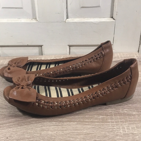 Cato | Shoes | Cato Brown Flats Peep Toe With Bow Sz 8 | Poshmark